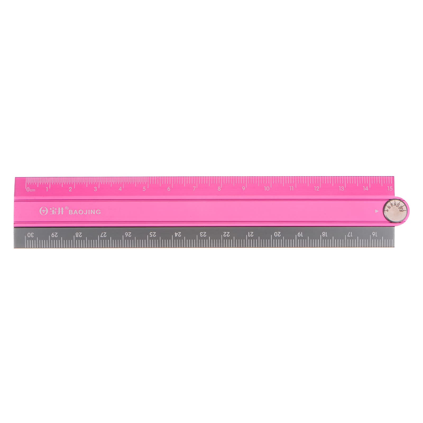 HARFINGTON Folding Straight Ruler 30cm Metric Aluminum Alloy Ruler with Angle Line Geometric Measuring Tool for Children Architects Study Classroom Office, Hot Pink