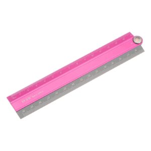 HARFINGTON Folding Straight Ruler 30cm Metric Aluminum Alloy Ruler with Angle Line Geometric Measuring Tool for Children Architects Study Classroom Office, Hot Pink