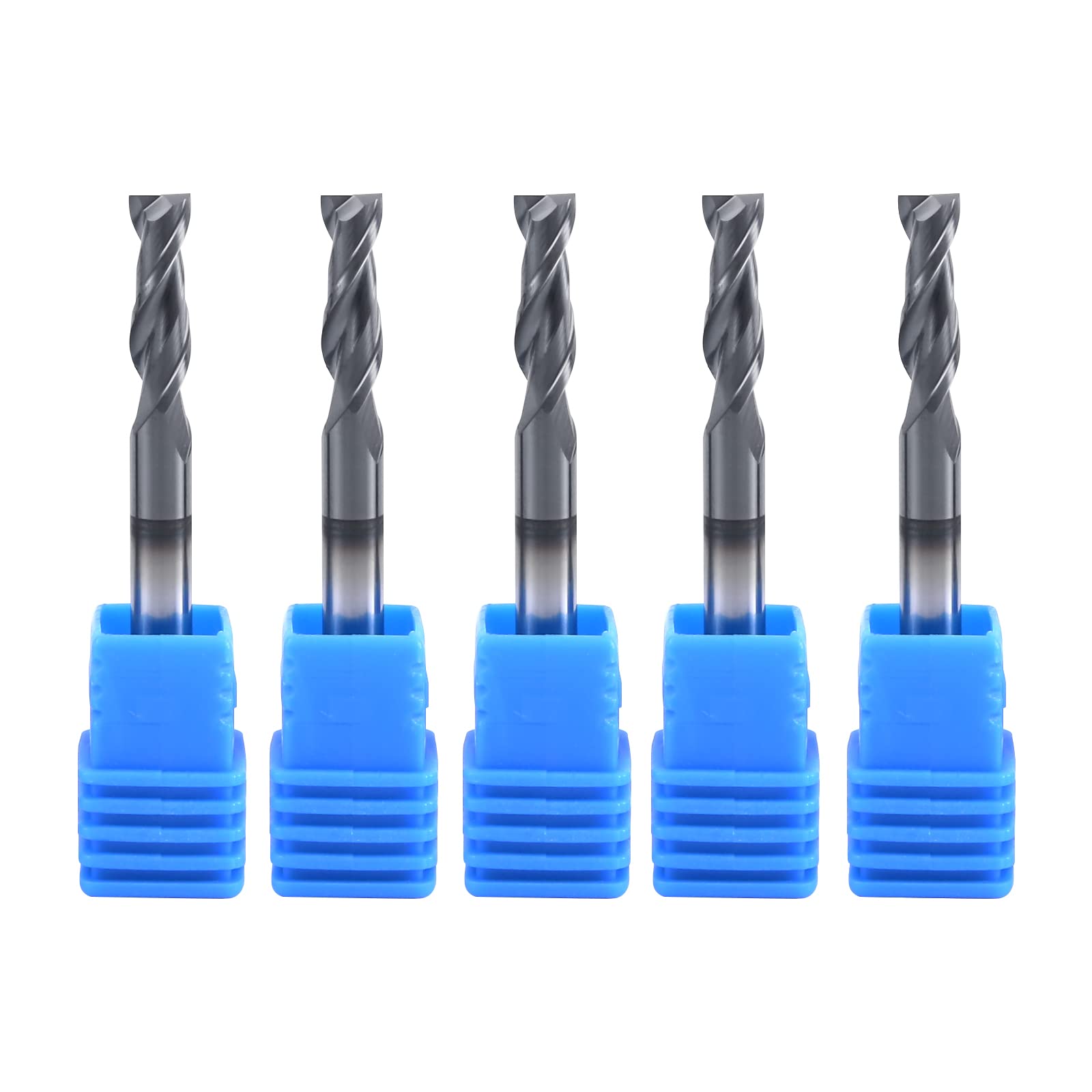 XYunEnZ ISB 3/8'' Carbide Square End Mill Set, 2 Flute Micro Grain Carbide Mill Bits for Hardened Steels/Alloy Steels/Aluminum, 5 Pcs