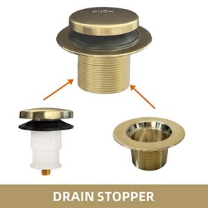 GETPRO Tub Drain Gold,Tip Toe Bath Tub Drain Kit with Two-Hole Overflow Faceplate,Bathtub Drain Trim Set Conversion Replacement Assembly with Universal Fine & Coarse Thread Brushed Gold