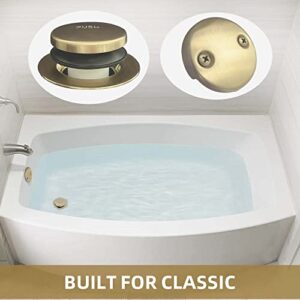 GETPRO Tub Drain Gold,Tip Toe Bath Tub Drain Kit with Two-Hole Overflow Faceplate,Bathtub Drain Trim Set Conversion Replacement Assembly with Universal Fine & Coarse Thread Brushed Gold