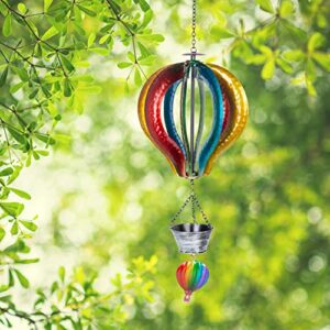 DREAMSOUL Wind Spinners Outdoor, Hanging Hot Air Balloon Wind Spinner, Metal Wind Sculptures & Spinners for Yard Garden Lawn Decoration