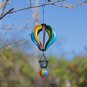 DREAMSOUL Wind Spinners Outdoor, Hanging Hot Air Balloon Wind Spinner, Metal Wind Sculptures & Spinners for Yard Garden Lawn Decoration