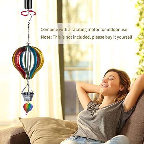 DREAMSOUL Wind Spinners Outdoor, Hanging Hot Air Balloon Wind Spinner, Metal Wind Sculptures & Spinners for Yard Garden Lawn Decoration