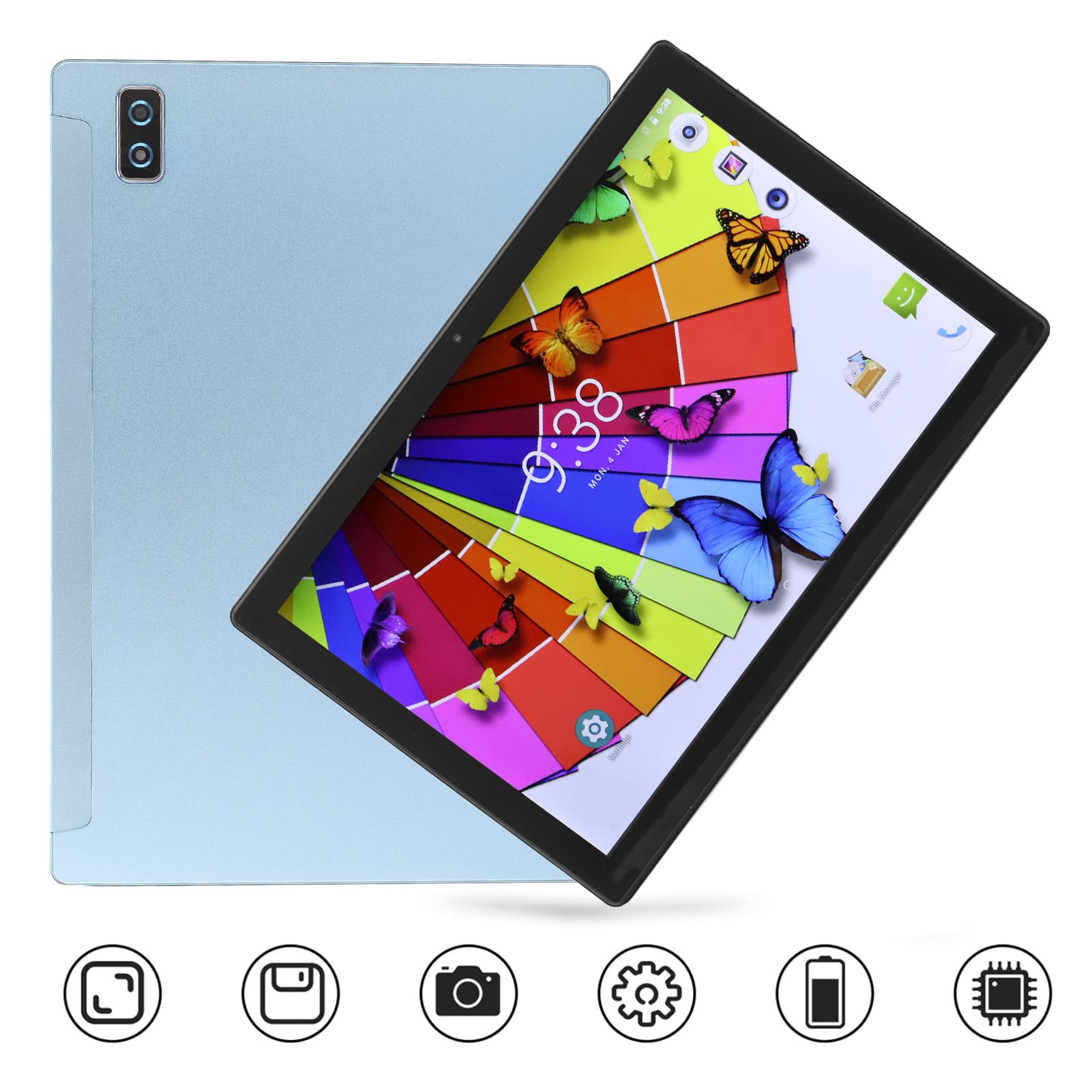 Zyyini Tablet, 10.1in IPS HD Display, 4G Calling Tablet, 5G WiFi, Tablet PC, 1080x1920, 16:9, 8GB RAM 256GB ROM, BT 5.0, 8MP 20MP, Octa Core, 8800mAh, for Android10, Blue, US Plug (Zyyinimerv28hadz)