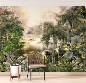 marewallart forest wallpaper tropical tree wall mural - tropical leaves wallpaper, large photo wallpaper