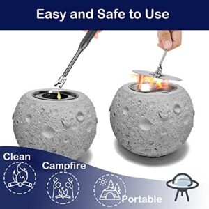 Keopuals Tabletop Fire Pit - Table Top Fire Pit Bowl for Indoor Outdoor Moon Shape Fireplace Table Top Firepit Alcohol Fireplace with Astronaut Ornament