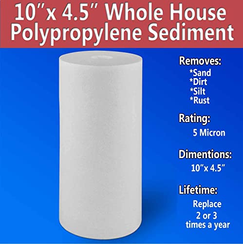 4 High Capacity Coconut Shell Carbon Block & 4 Big Polypropylene Sediment 5 Micron 4.5" x 10" Water Filter Cartridges for Universal Whole House System COMPATIBLE WITH: FC15BX4, 155358-43, DGD-5005-10