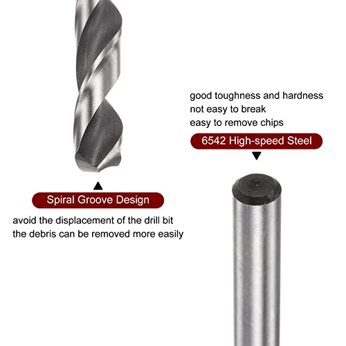 HARFINGTON 6542 High-Speed Steel Twist Drill Bit, 7mm Drill Bit 200mm Length Extended Straight Shank Black Oxide Ground Drill Bit for Steel Aluminum Alloy