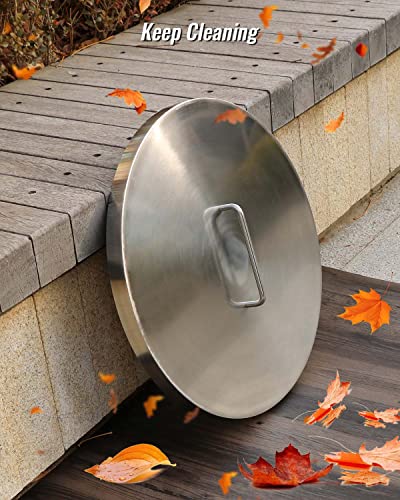 304 Stainless Steel Fire Pit Lid Fit for Solo Stove Bonfire 19.5" Fire Pit, Round Cover with Heat Resistant Handle, Outdoor Fire Pits Wood Burning and Camping Accessories