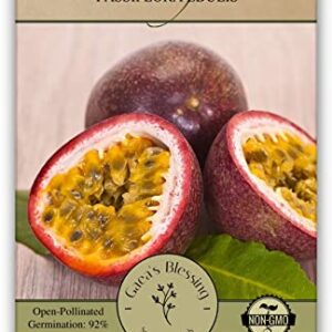 Gaea's Blessing Seeds - Passion Fruit Seeds - Heirloom Non-GMO Seeds with Easy to Follow Instructions - Passiflora edulis 90% Germination Rate