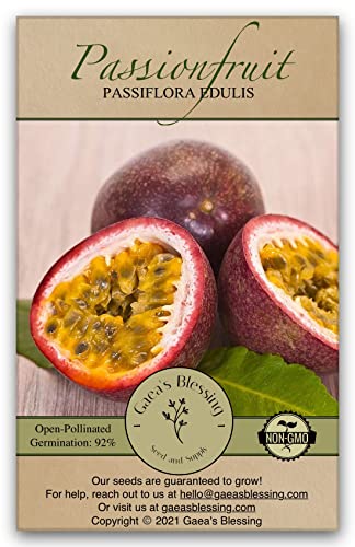 Gaea's Blessing Seeds - Passion Fruit Seeds - Heirloom Non-GMO Seeds with Easy to Follow Instructions - Passiflora edulis 90% Germination Rate