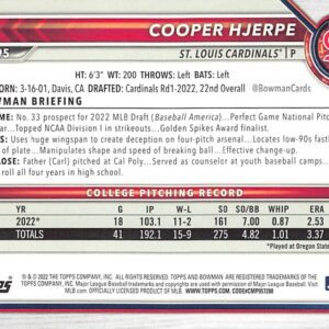 2022 Bowman Draft #BD-95 Cooper Hjerpe