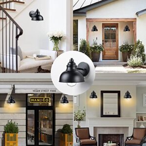 PTRWOROA 2 Pack Outdoor Wall Lights with Matte Black Finish and E26 Socket Base, Farmhouse Barn Lights, Exquisite Wall Sconces for Indoor and Outdoor