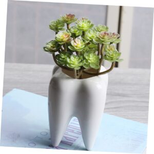 ARTIBETTER 3 Pcs Ceramic Flower Pot Succulent Pot Mini Pots for Plants Plant Pot Teeth Pencil Holder Modern Style Teeth Pot Ceramic Flower Holder Household Flower Pot at Home Planter Cactus