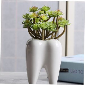 ARTIBETTER 3 Pcs Ceramic Flower Pot Succulent Pot Mini Pots for Plants Plant Pot Teeth Pencil Holder Modern Style Teeth Pot Ceramic Flower Holder Household Flower Pot at Home Planter Cactus