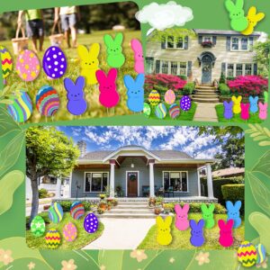 12PCS Easter Yard Decorations Easter Yard Signs Outdoor Decorations Bunny Easter Eggs Yard Stakes for Easter Party Decorations Supplies Prop Spring Decor