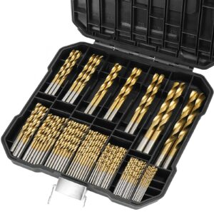 99 pcs titanium coated drill bit set 135 degree high speed drill bits set hss titanium coated twist drill bit, size from 1/16" to 3/8"