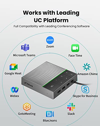 HiDock Conference Speaker and Microphone, 360° Enhanced Voice Pickup & Noise Cancelling Speakerphone, Conference Room Omnidirectional Microphone, Conference Speaker with Mute for Home Office