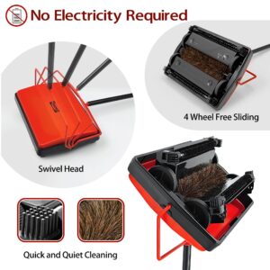 JEHONN Carpet Floor Sweeper with Horsehair, Self Wringing Mop with 2 Washable Heads