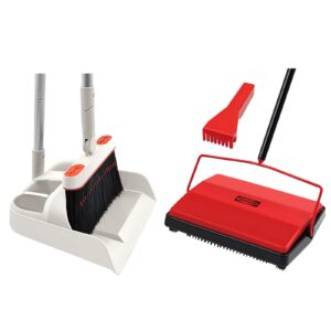 jehonn carpet floor sweeper manual with horsehair, broom and dustpan set for home