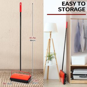 JEHONN Carpet Floor Sweeper Manual with Horsehair, Broom and Dustpan Set for Home