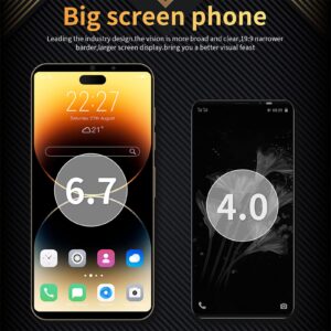 ciciglow 6.1 Inch Mobile Phone, I14 Promax Smartphone, 4GB RAM 64GB ROM, 8MP+16MP Camera, MT6889 Ten Cores, 7000mAh, Support Face ID, WiFi, FM, GPS (White)