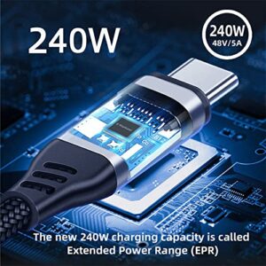 xiwai 0.5M 240W USB-C Type-C Cable 480Mbps 48V 5A Compatible with USB2.0 100W Charging for Laptop Tablet Phone