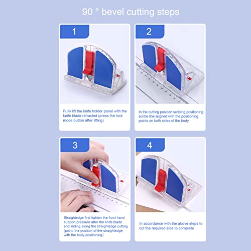 Small Paper Cutter, Adjustable Paper Cutter Plastic Double Ended Blade Wide Applicability 90° Straight Knife Mode 45° Bevel Cutter Mode for Corrugated Board