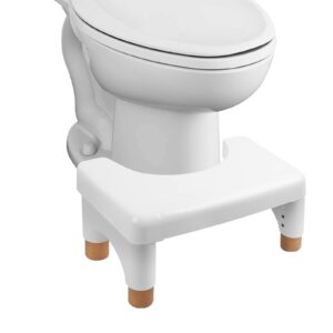 squatting toilet stool, adjustive 6 inch to 8 inch potty bathroom poop stool for adults and children, reinforced non-slip wooden stool foot, wood color