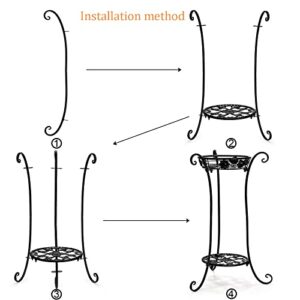 Yesland 2 Pack Metal Plant Stand Indoor Outdoor, 2 Tier Black Iron Flower Plant Stand 26 Inches Detachable Tall Modern Plant Shelf Holder for Corner, Patio, Living Room, Garden