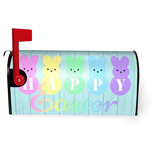 Happy Easter Mailbox Cover Magnetic Funny Bunny Mailbox Wraps Holiday Rabbit Post Letter Box Cover Home Garden Outdoor Decorations Standard Size 18" X 21"