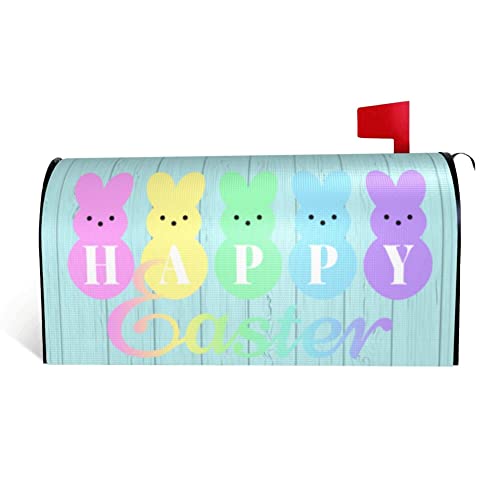 Happy Easter Mailbox Cover Magnetic Funny Bunny Mailbox Wraps Holiday Rabbit Post Letter Box Cover Home Garden Outdoor Decorations Standard Size 18" X 21"