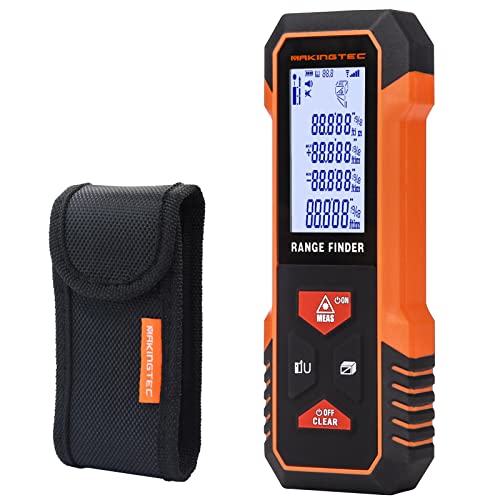 MAKINGTEC Laser Measure,196Ft Laser Measurement Tool Ft/in/M Unit Switch with LCD Backlit Laser Tape Measure,Digital Laser Measuring Tape Includes Pythagorean Mode,Area Volume and Distance Measure