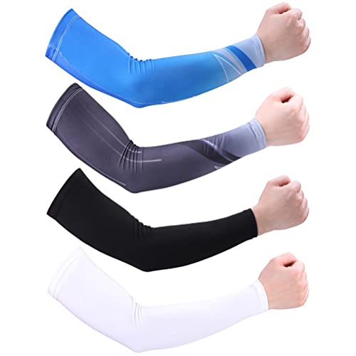 DAKWAK UV Sun Protection Arm Sleeves,Cooling Sports Sleeve for Running Cycling, 4 Pairs