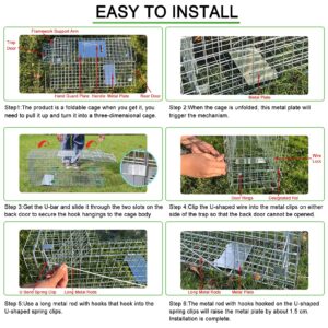 Live Animal Trap for Possum, Groundhog,Gopher,Beaver,Folding Raccoon Trap,Humane Live Animal Cage, Humane Small Animal Trap 32 X 12 X 12.5Inch Animal Trap,Catch & Release,Easy Installation and Use