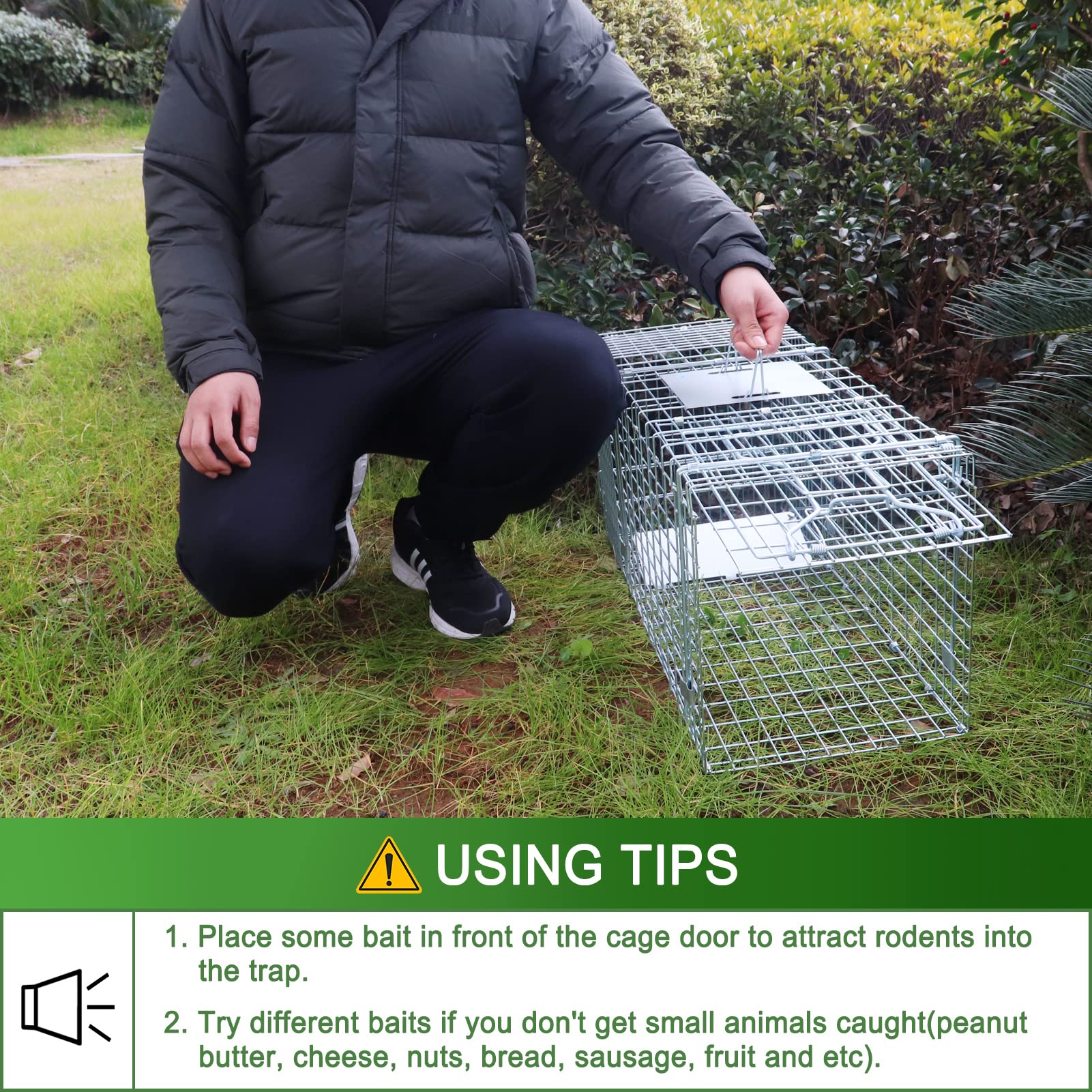 Live Animal Trap for Possum, Groundhog,Gopher,Beaver,Folding Raccoon Trap,Humane Live Animal Cage, Humane Small Animal Trap 32 X 12 X 12.5Inch Animal Trap,Catch & Release,Easy Installation and Use