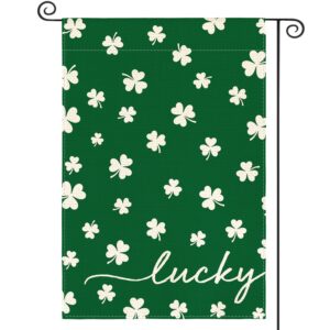 avoin colorlife st patricks day lucky garden flag 12x18 inch double sided outside, floral small burlap shamrocks clovers yard outdoor decoration