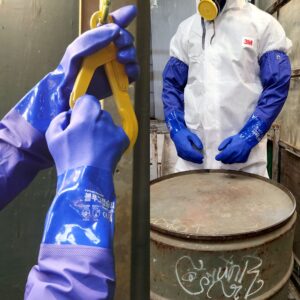 Youneedthat Chemical Resistant Gloves, Seamless Cotton Lined, Heavy Duty Waterproof Gloves, Long Rubber PVC, 24" L,XL,XXL