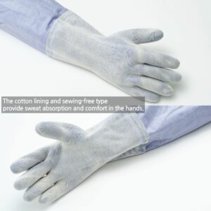 Youneedthat Chemical Resistant Gloves, Seamless Cotton Lined, Heavy Duty Waterproof Gloves, Long Rubber PVC, 24" L,XL,XXL