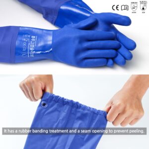 Youneedthat Chemical Resistant Gloves, Seamless Cotton Lined, Heavy Duty Waterproof Gloves, Long Rubber PVC, 24" L,XL,XXL