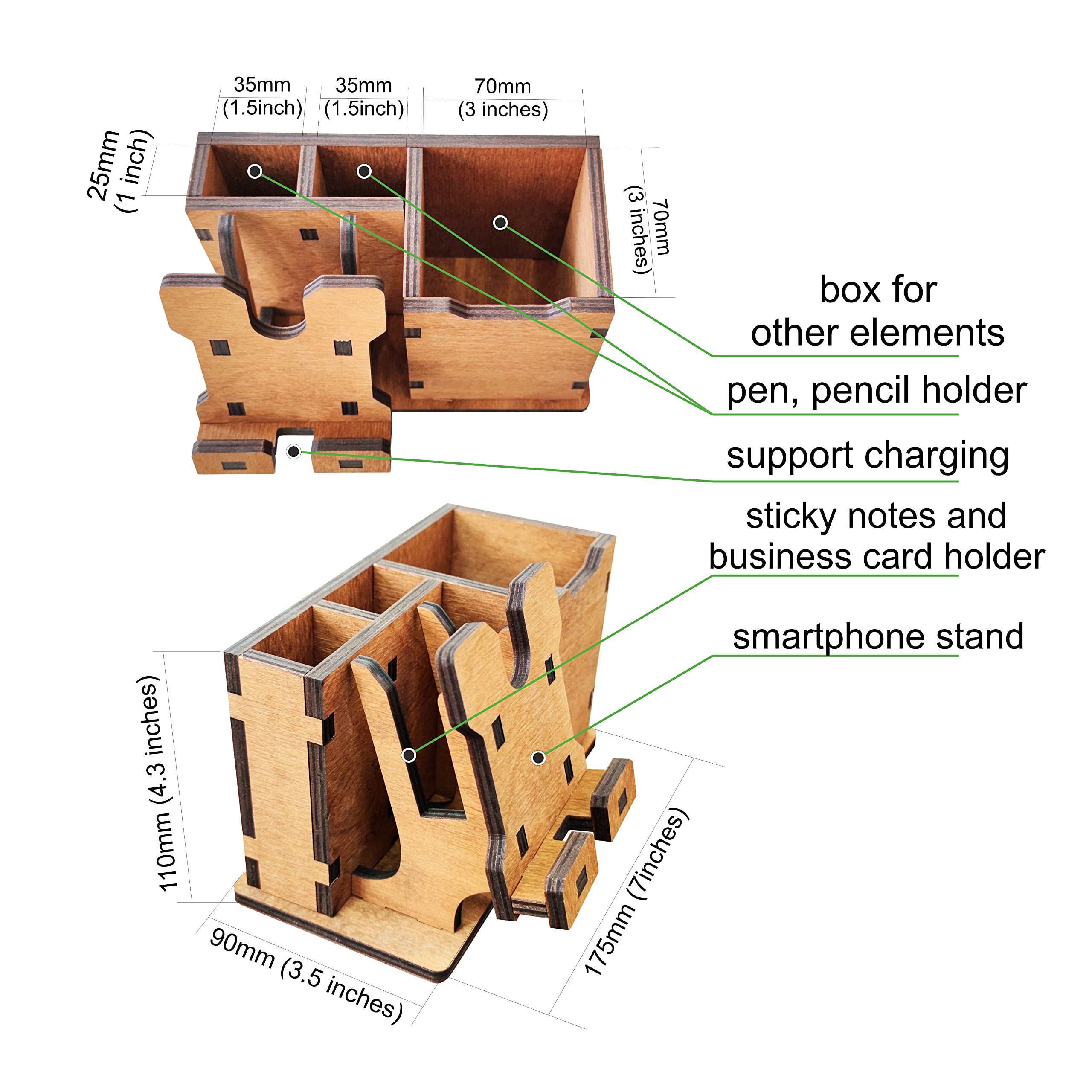 Personalized Wooden Pen Holder for Desk with Cell Phone Holder Wood Desk Organizer Pencil Holder Coworker Gifts Boss Leader Colleague Friends Office Organization Employee Appreciation Gifts