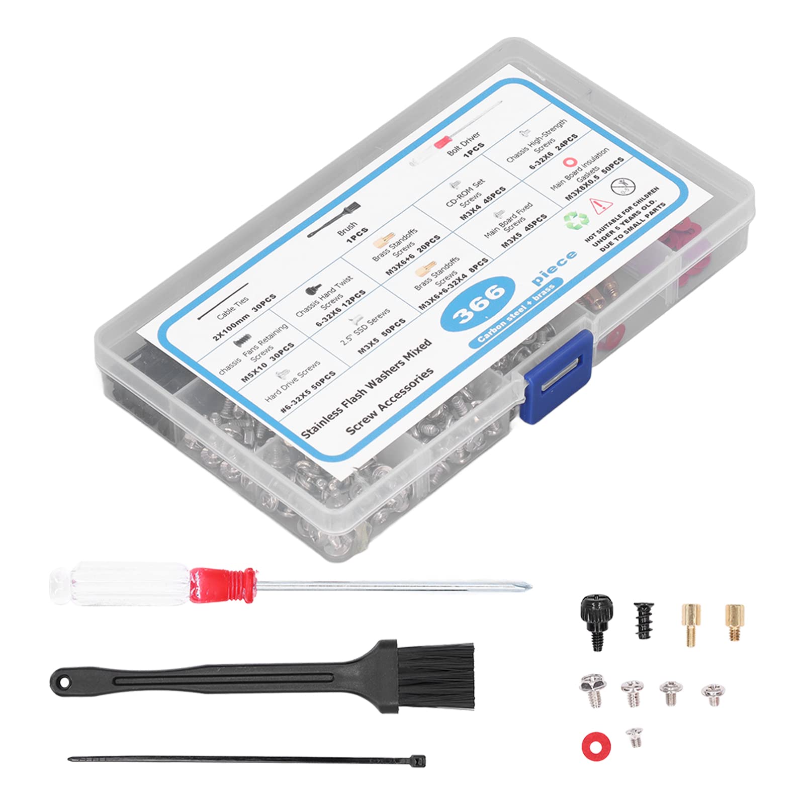 366 Pcs Computer Screw Set Computer Screw Parts Motherboard Standoffs Screw Kit with Screwdriver Brush