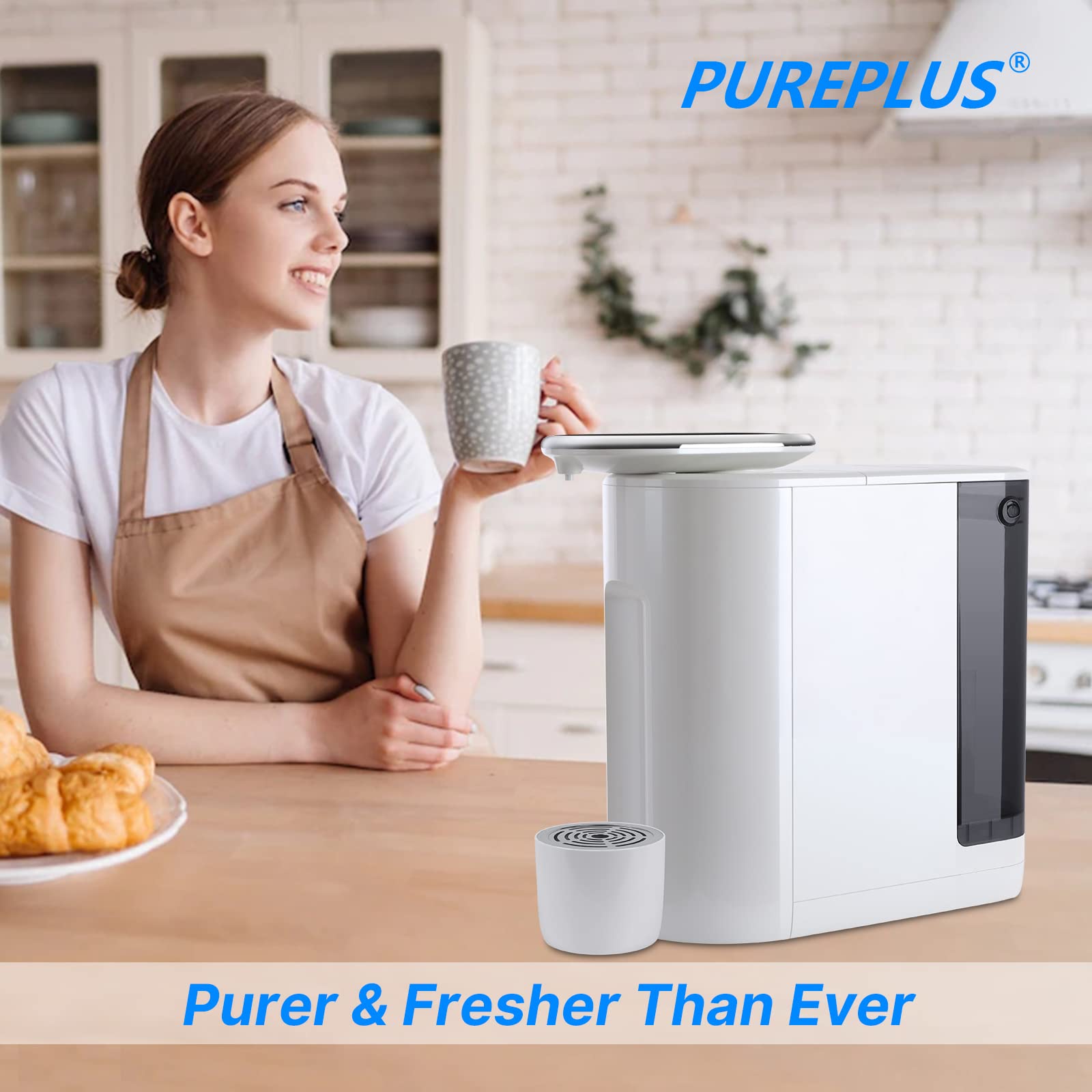 PUREPLUS Countertop Reverse Osmosis Water Filtration System, Instant Hot Water Filter Dispenser, Adjustable Temperatures, 5:1 Low Drain Ratio, High Temp Safety Lock