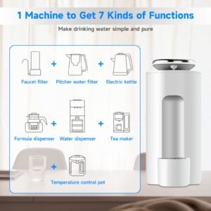 PUREPLUS Countertop Reverse Osmosis Water Filtration System, Instant Hot Water Filter Dispenser, Adjustable Temperatures, 5:1 Low Drain Ratio, High Temp Safety Lock