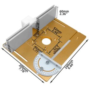 C8 Aluminium Router Table Insert Plate - Woodworking Benches Wood Router Flip Plate with Miter Gauge Guide Aluminium Profile Fence Sliding Brackets -Router Trimmer Tool (Gold)