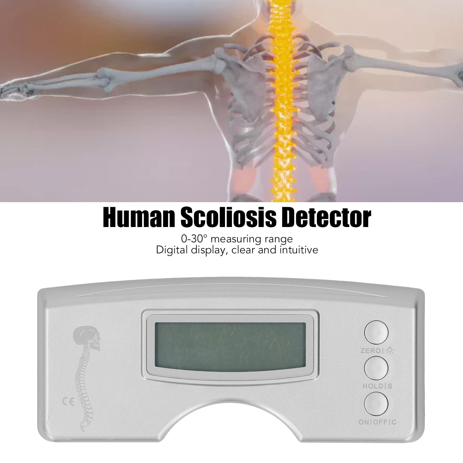 Digital Scoliometer, Digital Display Scoliosis Meter Human Spine Electronic Scoliometer Detector 0 to 30 Degree Digital Scoliometer Compact for Home