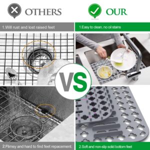 28.2''x14.2'' Silicone Sink Protector for Kitchen Sink, No-Slip Sink Grid Accessories Heat Resistant Kitchen Sink Mat for Bottom of Stainless Steel/Porcelain Sink,Rear Drain