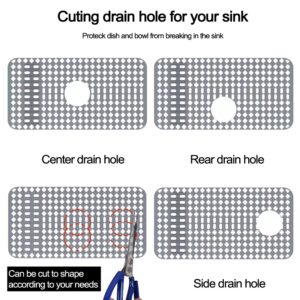 28.2''x14.2'' Silicone Sink Protector for Kitchen Sink, No-Slip Sink Grid Accessories Heat Resistant Kitchen Sink Mat for Bottom of Stainless Steel/Porcelain Sink,Rear Drain