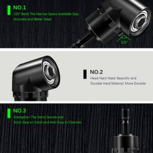 4-in-1 Impact Square Drive Adaptor, 360° Rotatable 1/4 3/8 1/2 In Impact Grade Socket Adapter Set with 105° Right Angle Driver Extension Screwdriver Drill Attachment for Household Workplace Industry